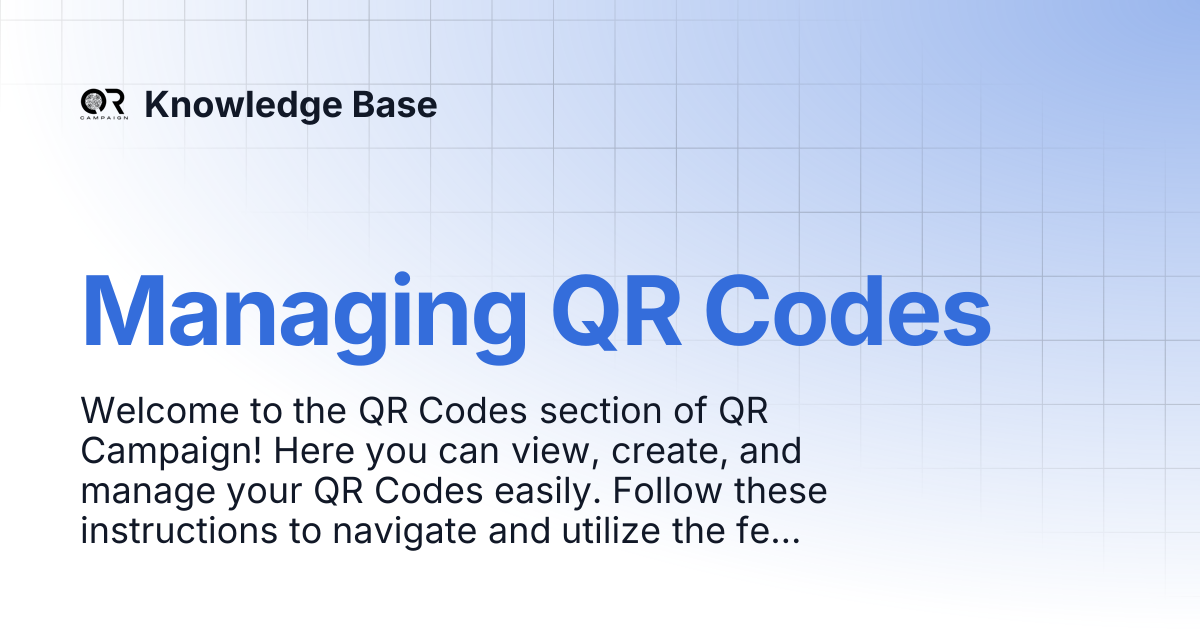 Managing QR Codes | Knowledge Base